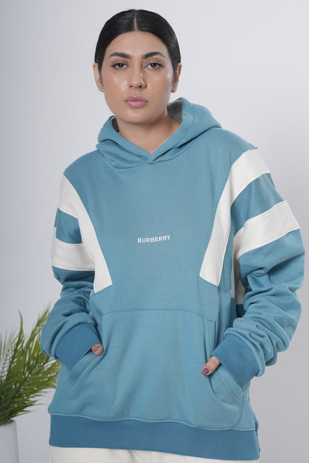 Sky Blue & Off-White Block Hoodie – Ecowears.pk